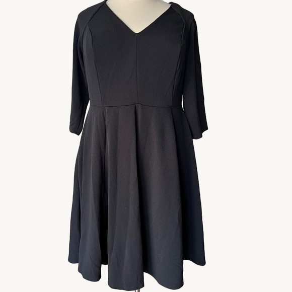 Modcloth | Dresses | Modcloth Size 3x Black Vneck 34 Sleeves Aline ...